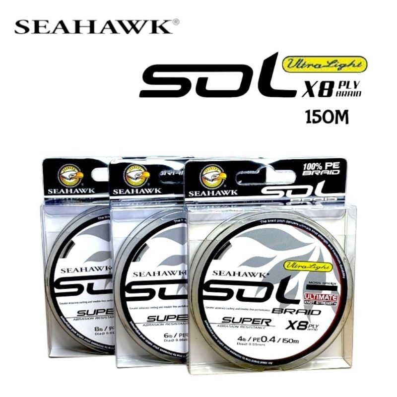 SEAHAWK SOL x8 ULTRA LIGHT BRAIDED FISHING LINE (150METER) | Shopee ...