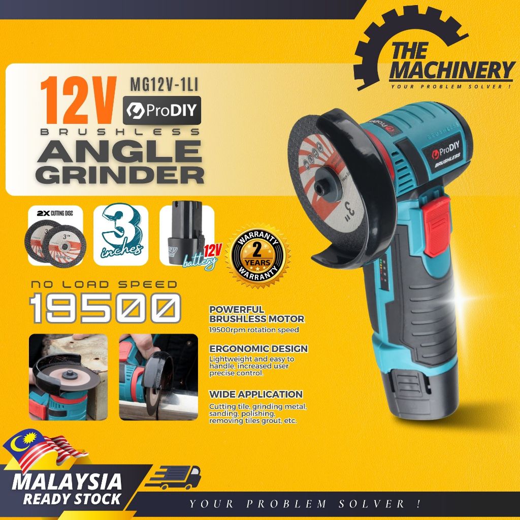 PRODIY 3-inch Brushless Angle Grinder Cordless 19500rpm Cut Off ...