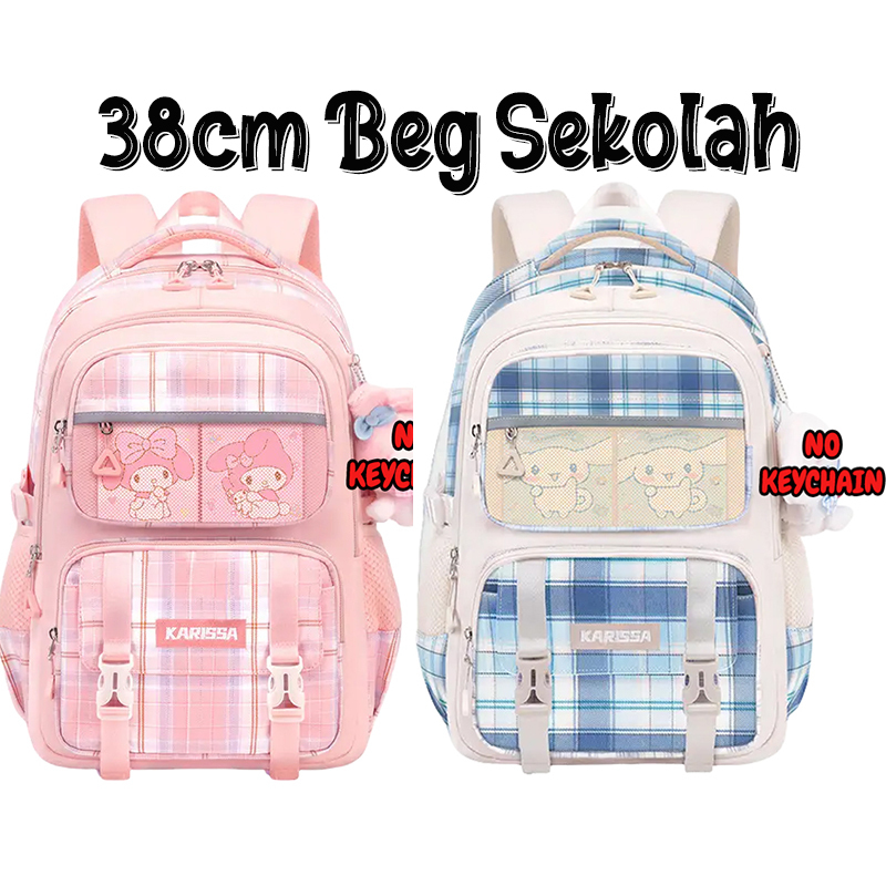 (B769) 38cm Kuromi Cinnamoroll Melody Beg Sekolah Korean Style Bag Sekolah Perempuan Kuromi ...
