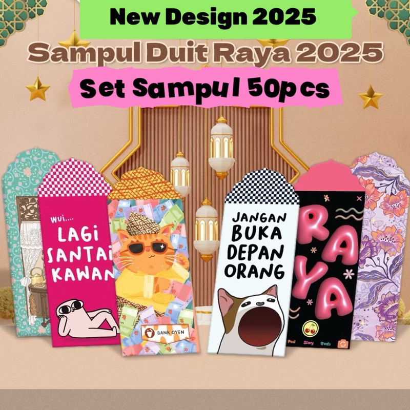 (NEW 2025)50pcs Sampul Duit Raya Duit Exclusive -(PKT) Sampul Murah ...