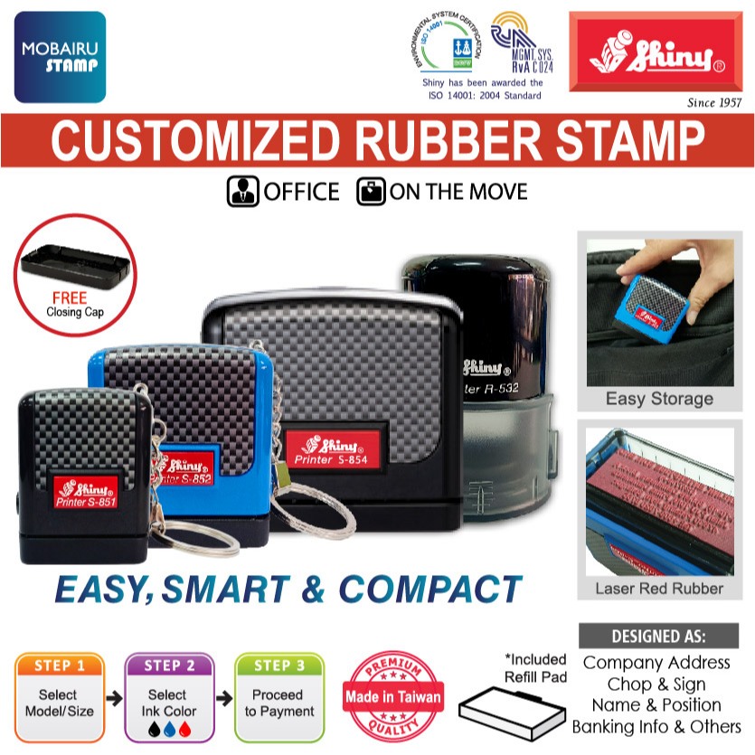 SHINY Keychain Rubber Stamps - Printer S851KC, S852KC & S853K [Doctor ...