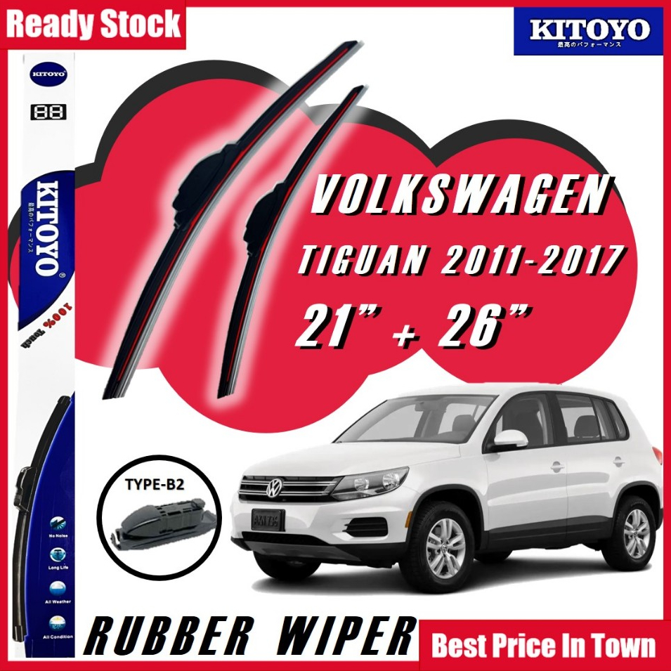KITOYO Premium Rubber Car Wiper Windshied For VOLKSWAGEN TIGUAN 2011 ...