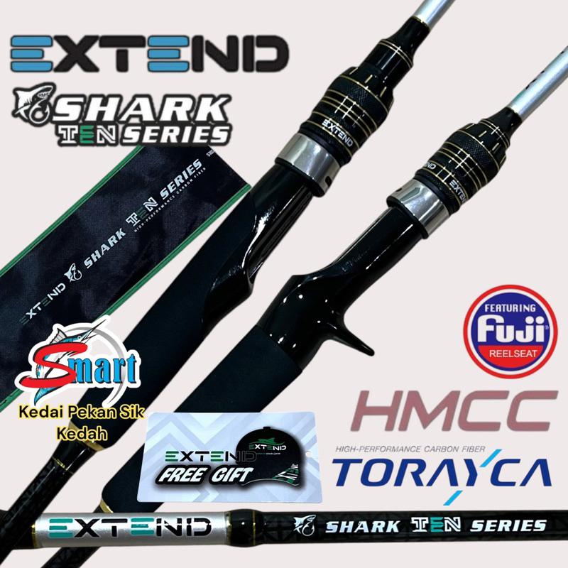 EXTEND SHARK TEN SERIES 10 SERIES GREEN FREE CAP SPINING ROD DAN ...