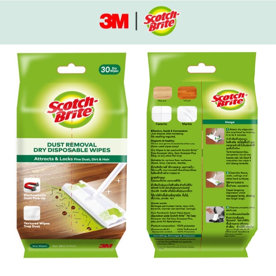 3M™ Scotch-Brite™ Dust Removal Dust Removal Dry Disposable Wipes (30 ...