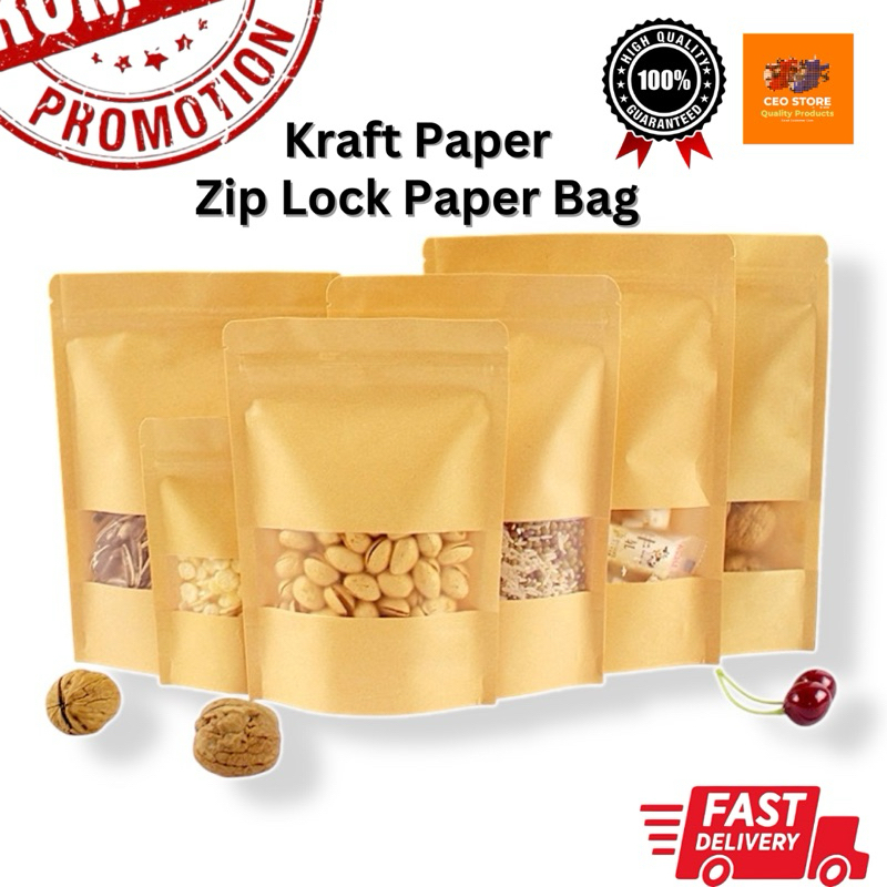 Kraft Paper Zip Lock Bag Kraft Paper Zipper Bag Zip Lock Bag Window Zip ...
