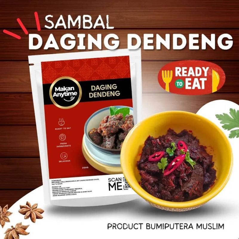 Sambal Daging Dendeng/pedas/ sedap/ ready to eat by Makan Anytime 100g ...