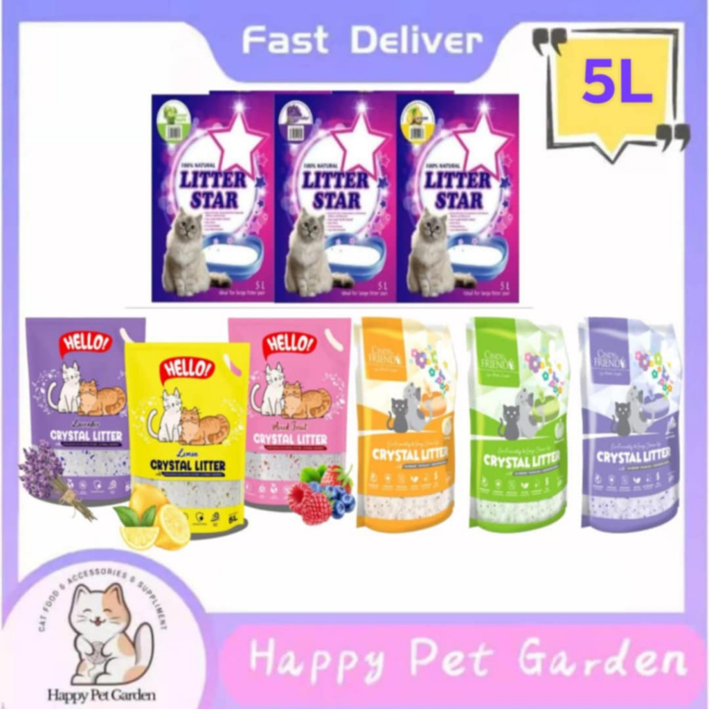 Cindy & Friend Crystal Litter 5L Pasir Kucing /Litter Star 100% Natural ...