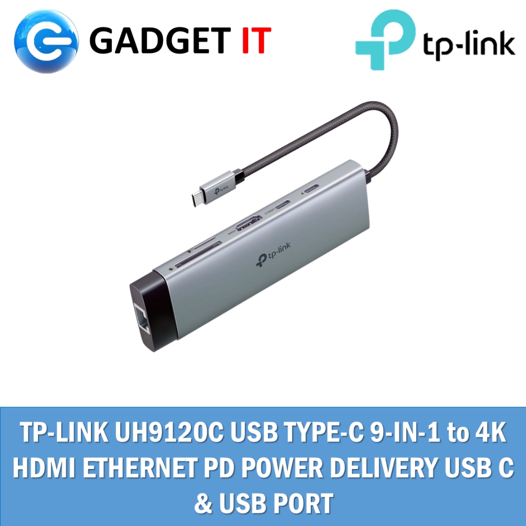 TP-LINK UH9120C USB TYPE-C 9-IN-1 to 4K HDMI ETHERNET PD POWER DELIVERY USB C & USB PORT ...