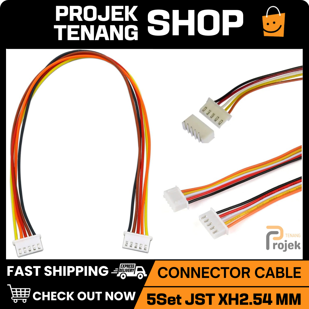 5Pcs JST XH2.54 XH 2.54mm Wire Cable Connector 5 Pin Pitch Male to Male Plug Socket 200MM 26AWG ...