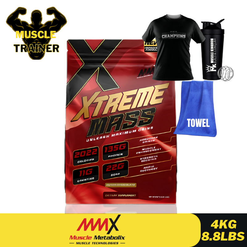 MMX Xtreme Mass Gainer Protein Halal Muscle Building High Calories (4kg ...