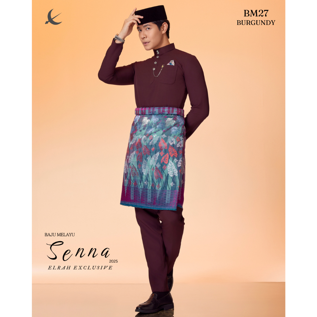 ELRAH EXCLUSIVE BAJU MELAYU 2025 SENNA TONA MERAH MAROON ORANGE BRICK ...