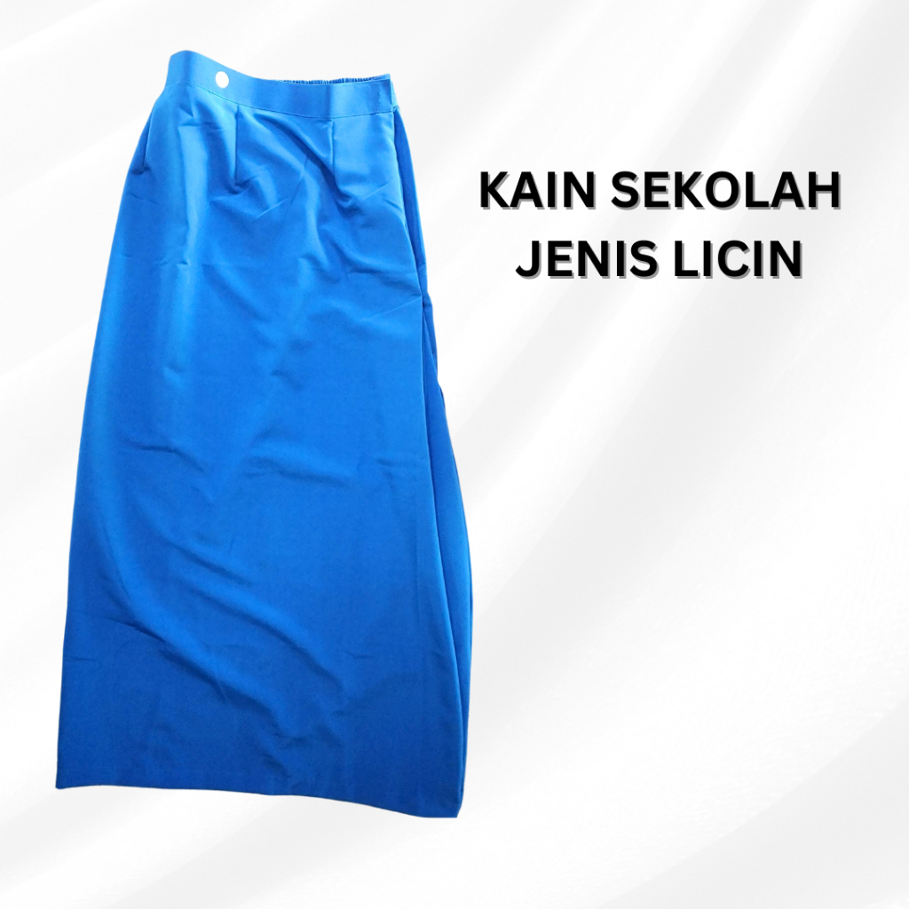 KAIN SEKOLAH MENENGAH BIRU CAIR MATERIAL KAIN LICIN KIPAS TEPI READY ...