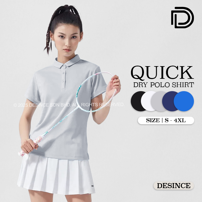 🇲🇾 DESINCE Baju Polo Kolar Cepat Kering Unisex Quick Dry Women Polo ...