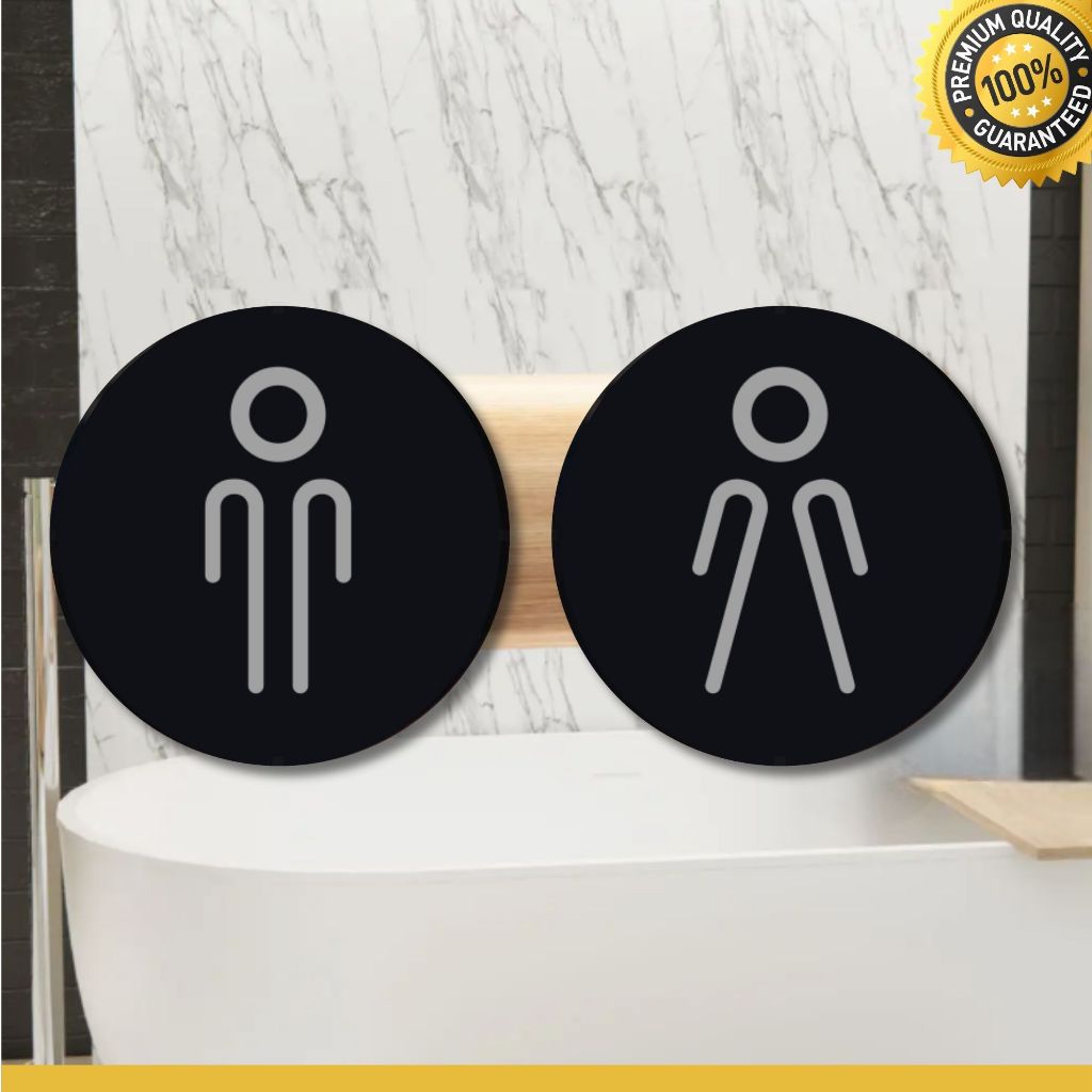 Toilet Signage Version 7 - 10 cm Diameter Signage with Double sided ...
