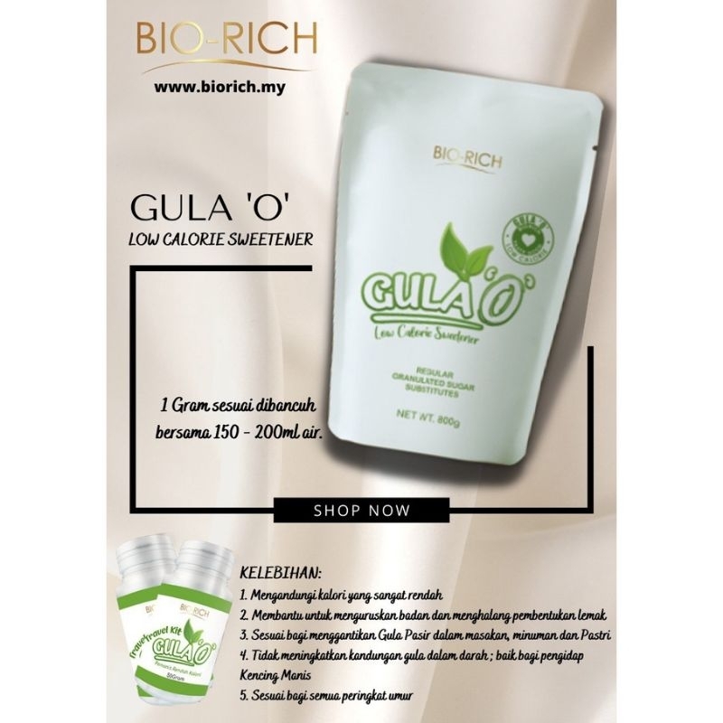 Gula O Biorich Original Gula Rendah Kalori / Sugar Low Calorie | Shopee ...