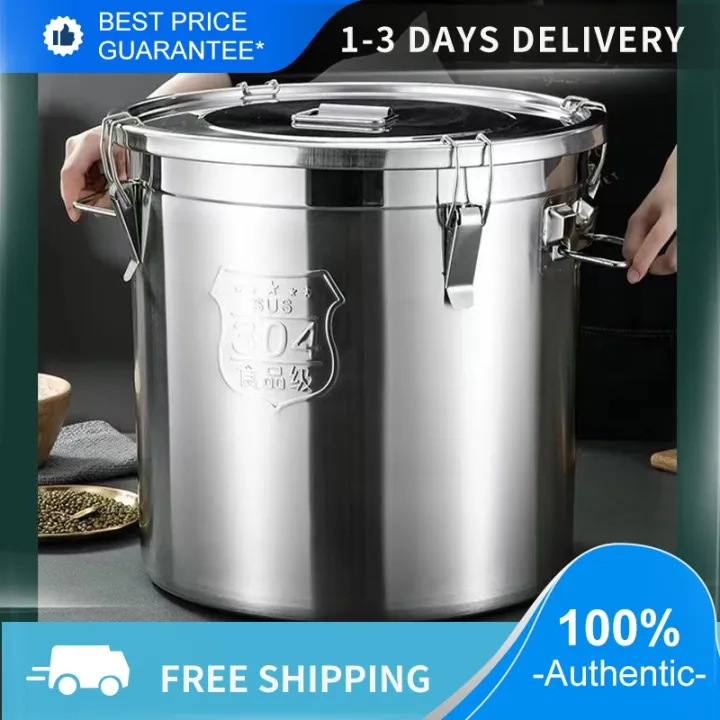304 metal stainless steel airtight food container rice storage ...