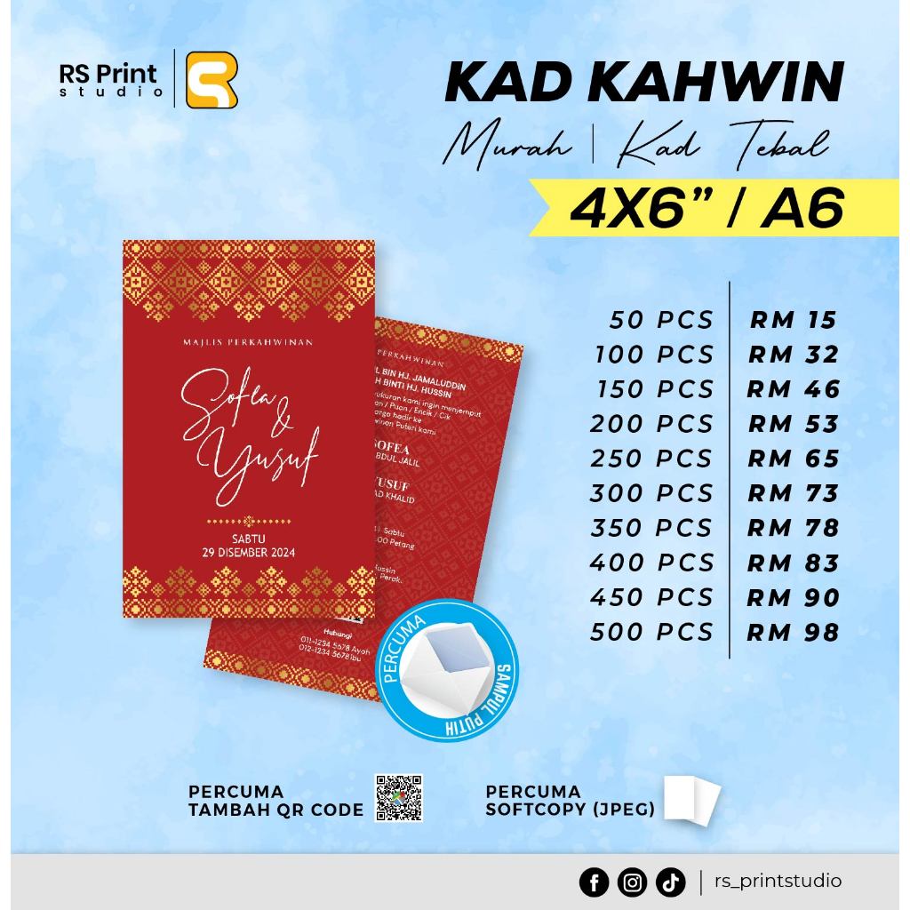 Kad Kahwin /Kad Jemputan /Wedding Card_4X6'' @A6 | Shopee Malaysia