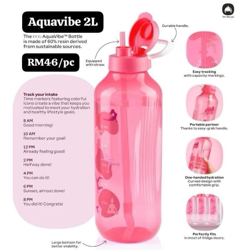 Aquavibe Eco Bottle Tupperware with Handle and Straw | Shopee Malaysia