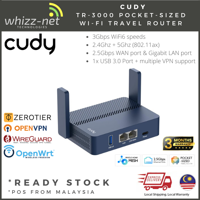 Cudy TR3000 | AX3000 2.5G Wi-Fi 6 Pocket-Sized Travel Router | Shopee Malaysia