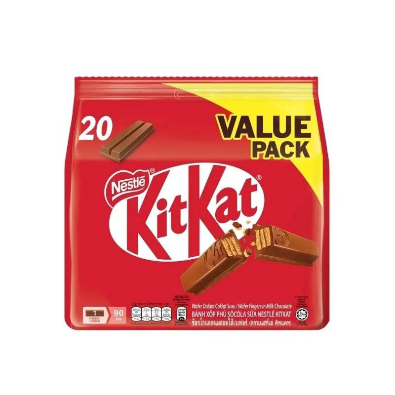value pack nestle kit kat wafer fingers in milk chocolate 20pcs 340g(17gx20's) | Shopee Malaysia