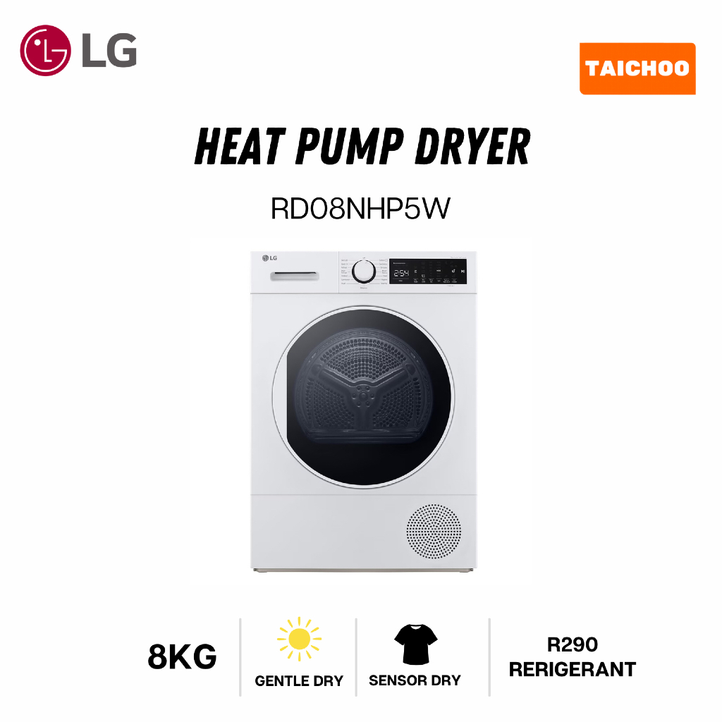 LG Inverter Heat Pump Dryer 8KG with Gentle Dry & Sensor Dry RD08NHP5W ...