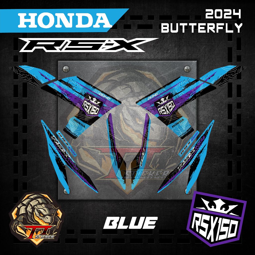 HONDA STRIPE RSX 2024 BUTTERFLY BIRU CUSTOM STRIPE STICKER MOTOR ...