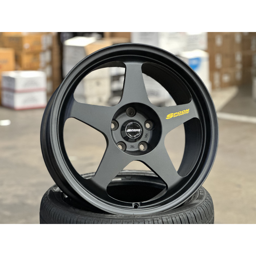 NEW 18X8.5J AOW Spoon SW388 Rim (set of 4) Black 5X114.3 for Civic CRV HRV BRV WRV CX3 CX30 CX5 ...
