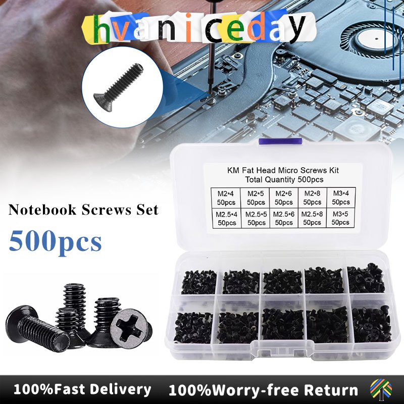 500pcs Countersunk Flat Head Phillips Screws Kit M2/2.5/3 Small Mini ...