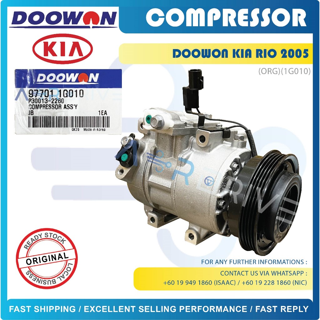 ORIGINAL DOOWON KIA RIO 2005 COMPRESSOR ( 97701-1G010 ) | Shopee Malaysia