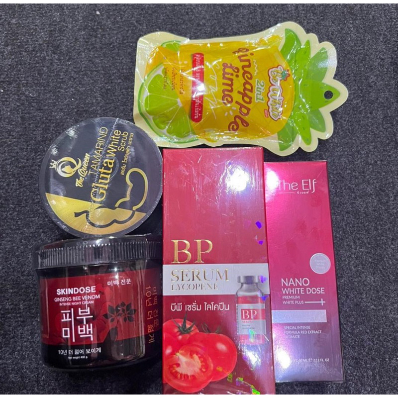 COMBO 5in1(ELF SERUM+BP SERUM+SKINDOSE LOTION+SCRUB TAMARIND+SABUN ...