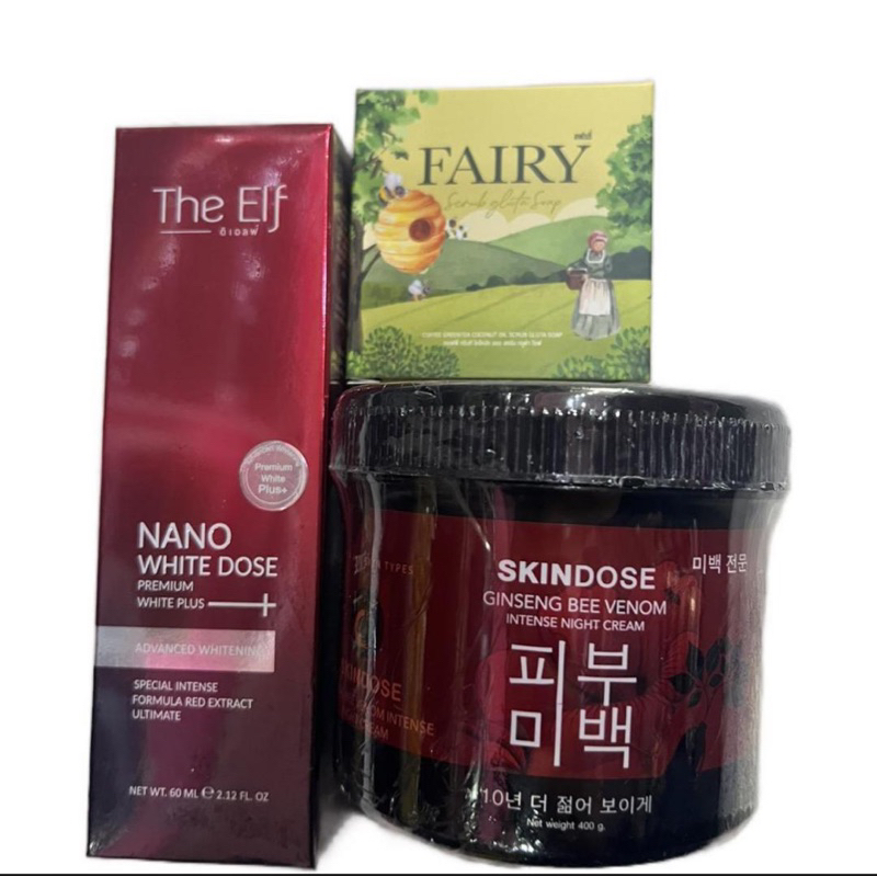 COMBO 3in1(THE ELF+SKINDOSE LOTION+FAIRY SCRUB) | Shopee Malaysia