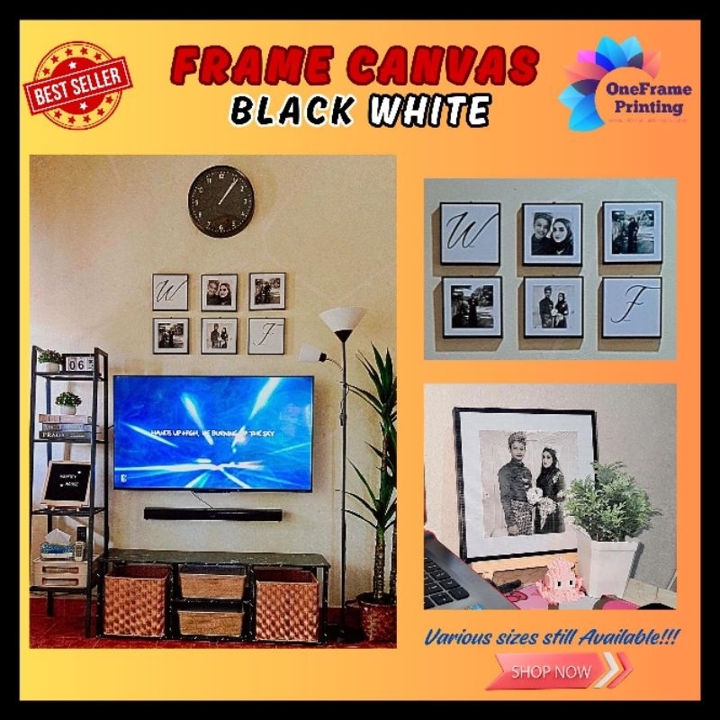 Custom Canvas frame / potrait / poster frame | Frame Black white atau ...