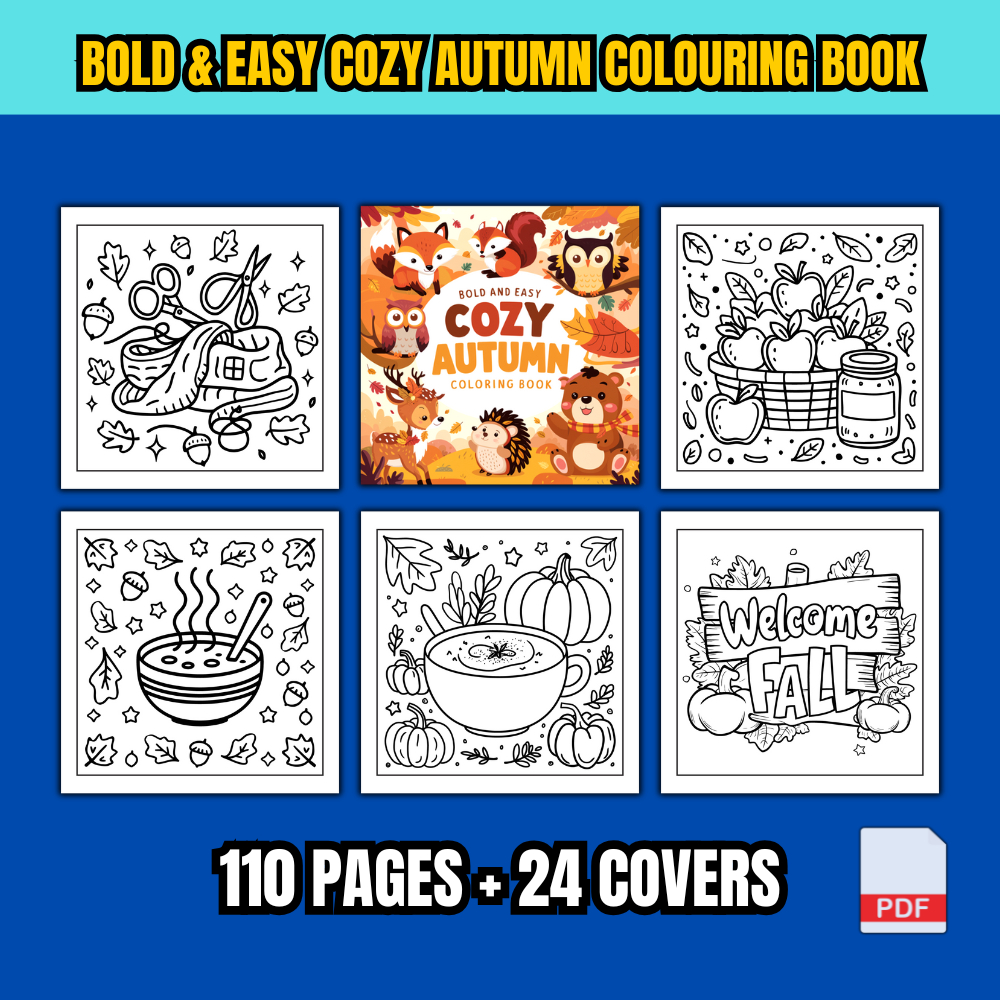 [PDF] 110 Pages Bold & Easy Cozy Autumn Colouring Book For Kids ...