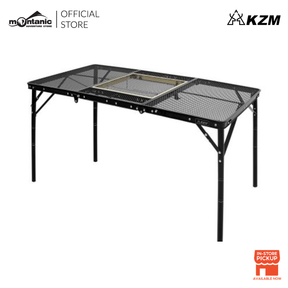 KZM Union Iron Mesh 3 Folding BBQ Grill Table - Outdoor Meja Camping ...