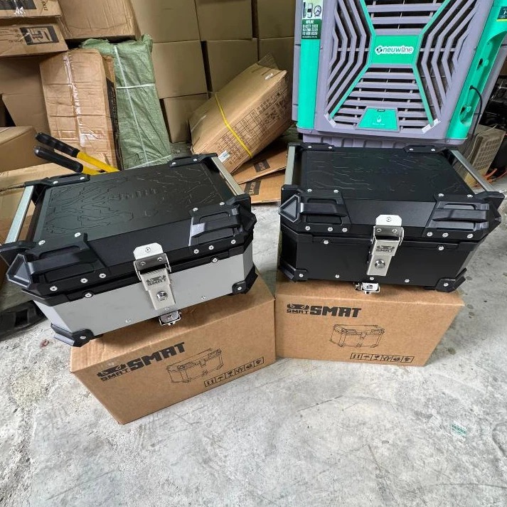 SMRT ALUMINIUM TOP BOX TANKER 28L 55L KOTAK PETI ALUMINIUM BLACK/SILVER ...