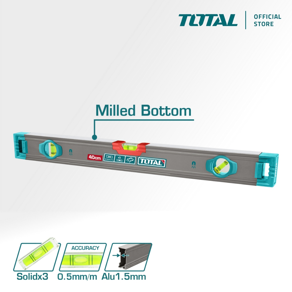 Total Spirit level with powerful magnets 40cm (1.5mm ,3pcs magnet ...