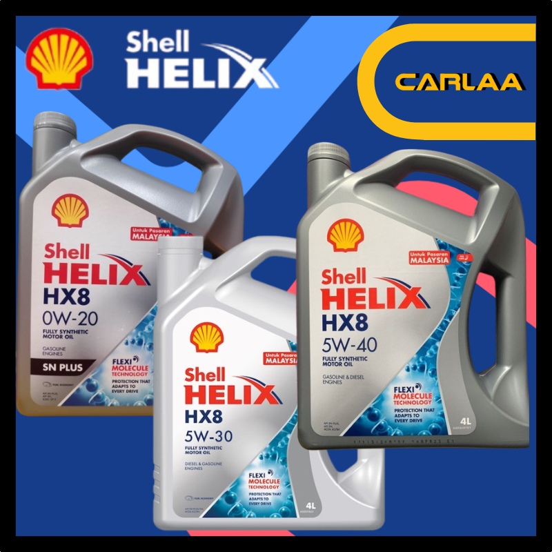 SHELL FULLY SYNTHETIC HELIX POWER HX8 5W40 5W30 0W20 - 4L ENGINE OIL ...