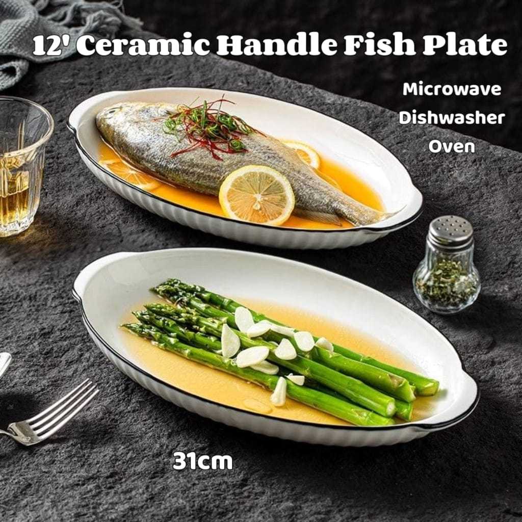 31cm Fish Plate Ceramic/ Long Plate/Oval Plate/ Fish Plate/ Pinggan ...