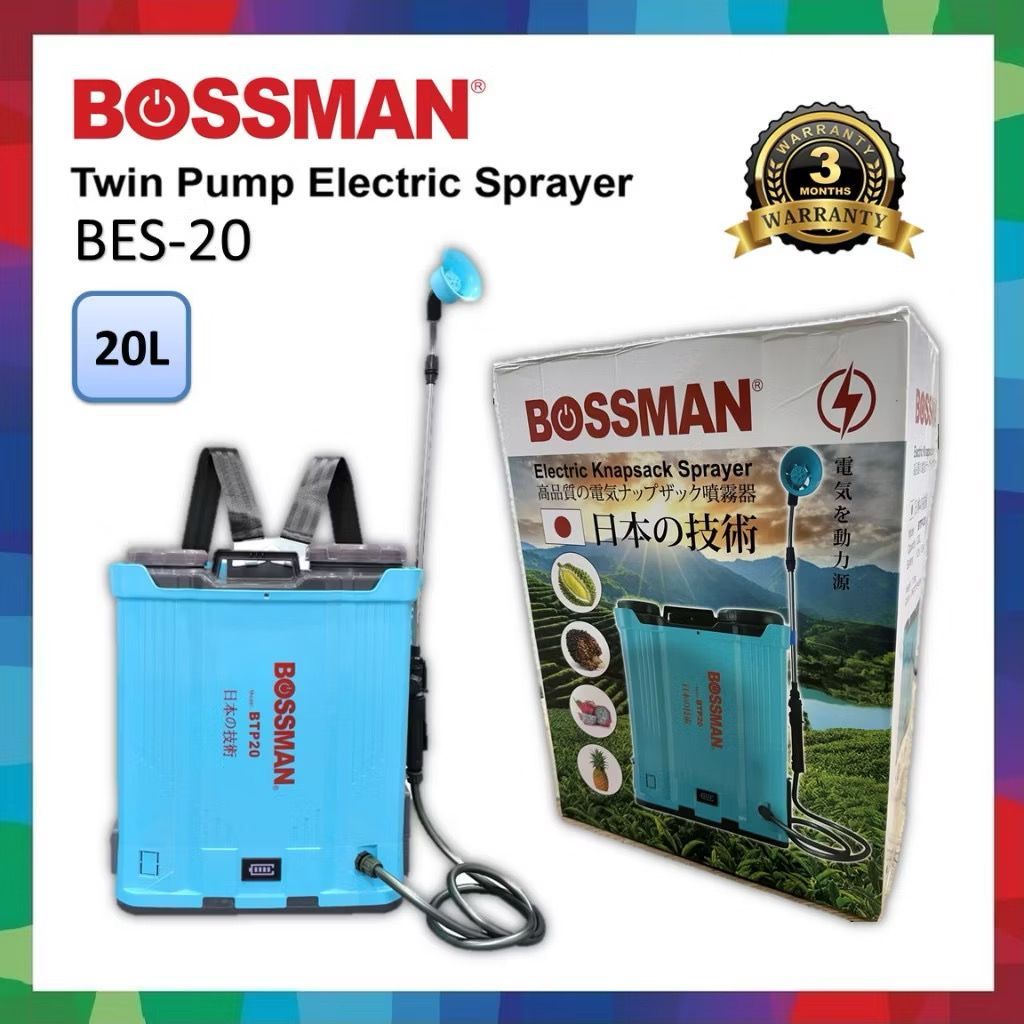 BOSSMAN 20L TWIN PUMP Electric Knapsack Sprayer BTP20 BES20 / Pam Racun ...