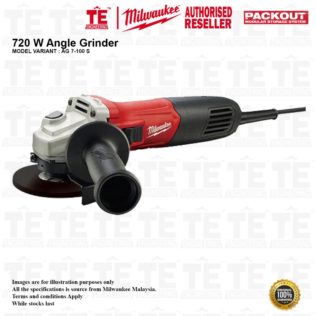 Milwaukee Compact Angle Grinder 100mm - 720w ( AG7-100S ) | Shopee Malaysia