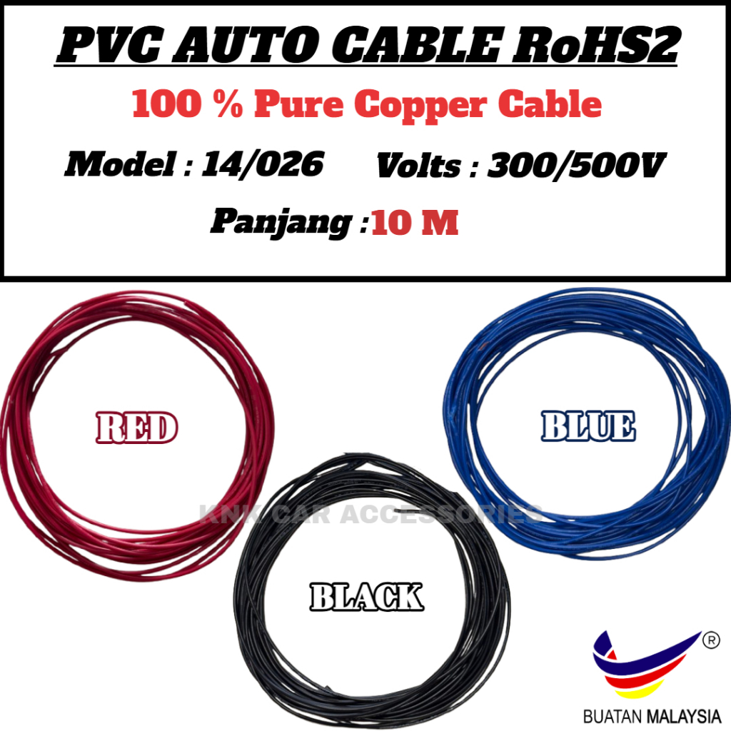 [ 10 meter ] 14/0.26mm PVC Auto Cable RoHS2 Pure Copper Cable Car Lorry ...