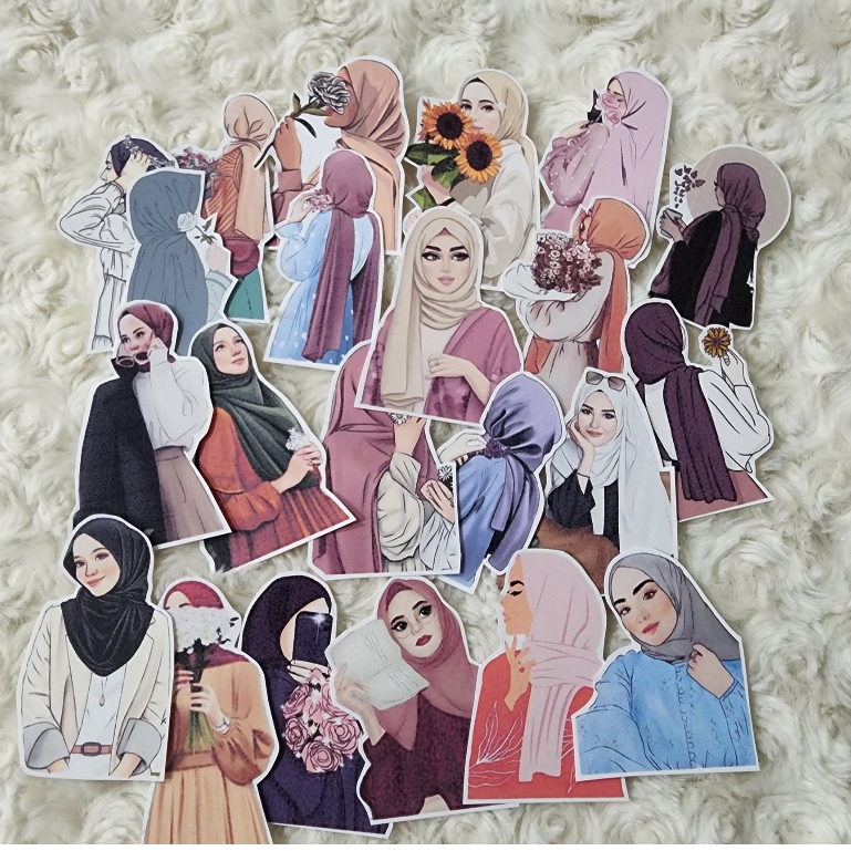 Hijab Muslim Girl Sticker Journal Planning Stickers-Set-1 | Shopee Malaysia