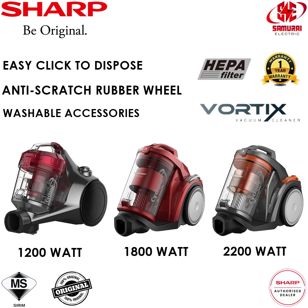 Sharp Bagless Vacuum Cleaner 1200W ECC1219S/ 1800W ECC1819R/ 2200W ...