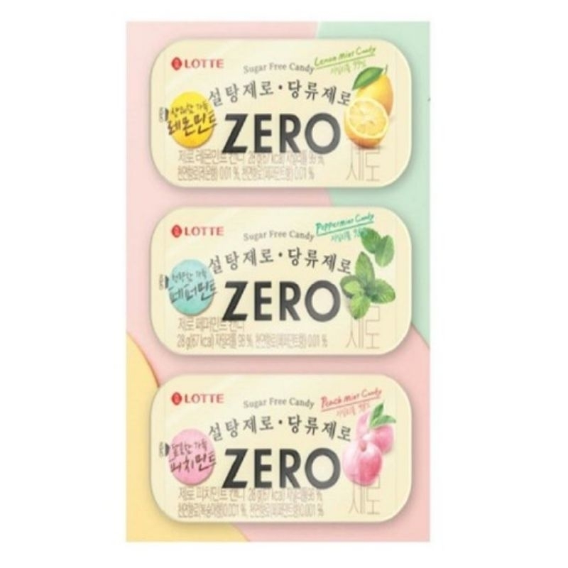 🇰🇷 KOREA Lotte Zero Sugar Free Candy Peppermint/Lemon mint/Peach mint ...