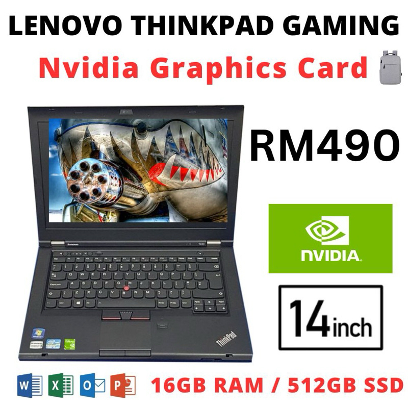 Gaming Laptop Lenovo T430 Nvidia Graphics card core i5-3th 14inch 16GB ...