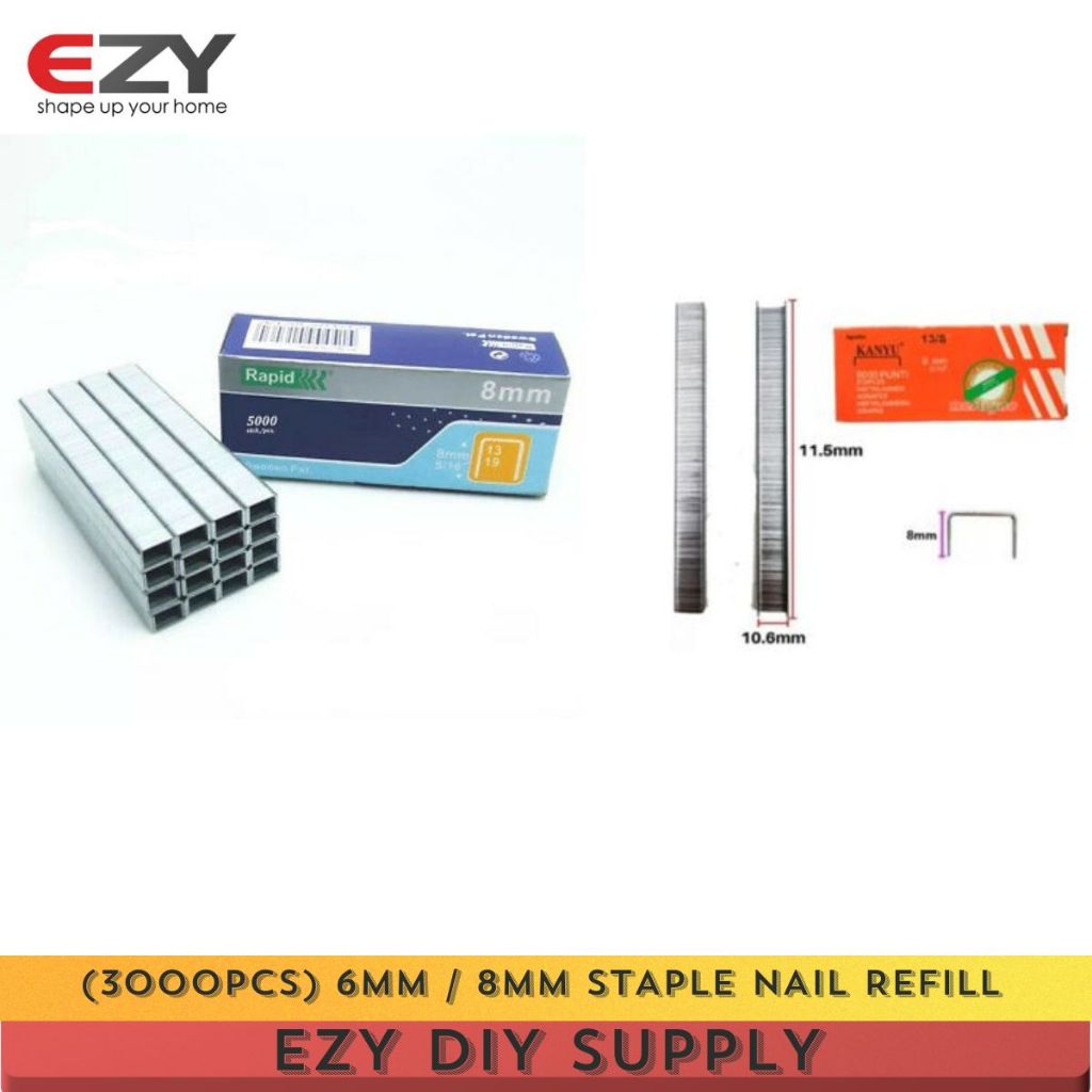 (1PCS) 13/6 13/8 Staple Gun Refill Nail 6mm 8mm Fineline Hand Stapler ...