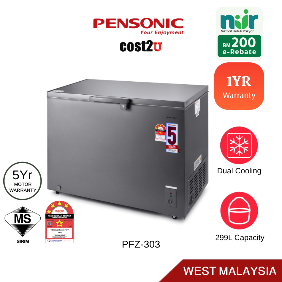 [NUR] 299L Chest Freezer (Cooling & Freezing) | PFZ-303 (Pembeku Dada ...