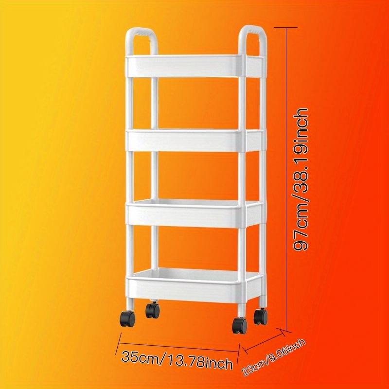 4 Tier Trolley Living Room Kitchen Trolley Storage Rack Shelf with ...