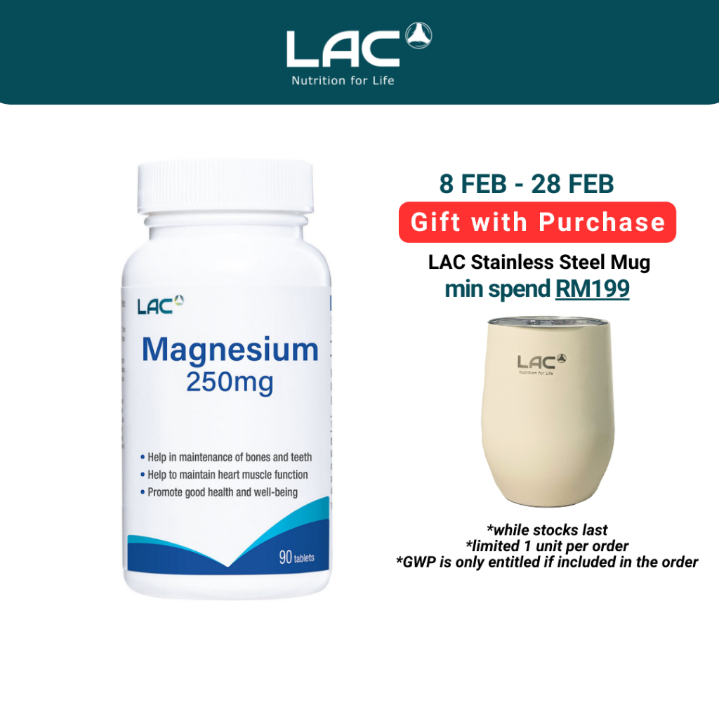 LAC Magnesium 250mg (90 Tablets) [Exp Apr 2027] 01404110 | Shopee Malaysia