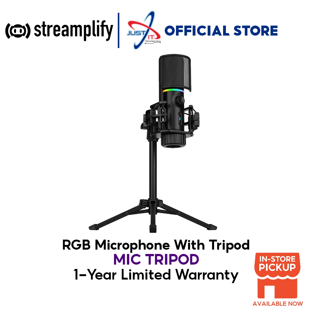 STREAMPLIFY MIC TRIPOD RGB MICROPHONE WITH TRIPOD USB-A (MIC-48-RGB-TP ...